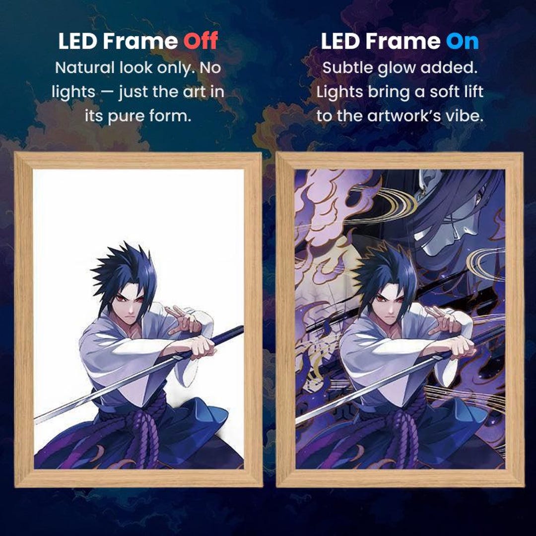 Sasuke Uchiha Inspired Lumiframe | Naruto Anime LED Frame | Uchiha Clan ...