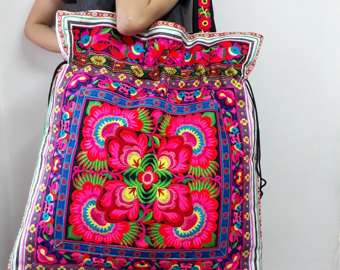 Hmong Vintage Style Unique Ethnic Thai Extra Large XL Oversize Tote Bag ...