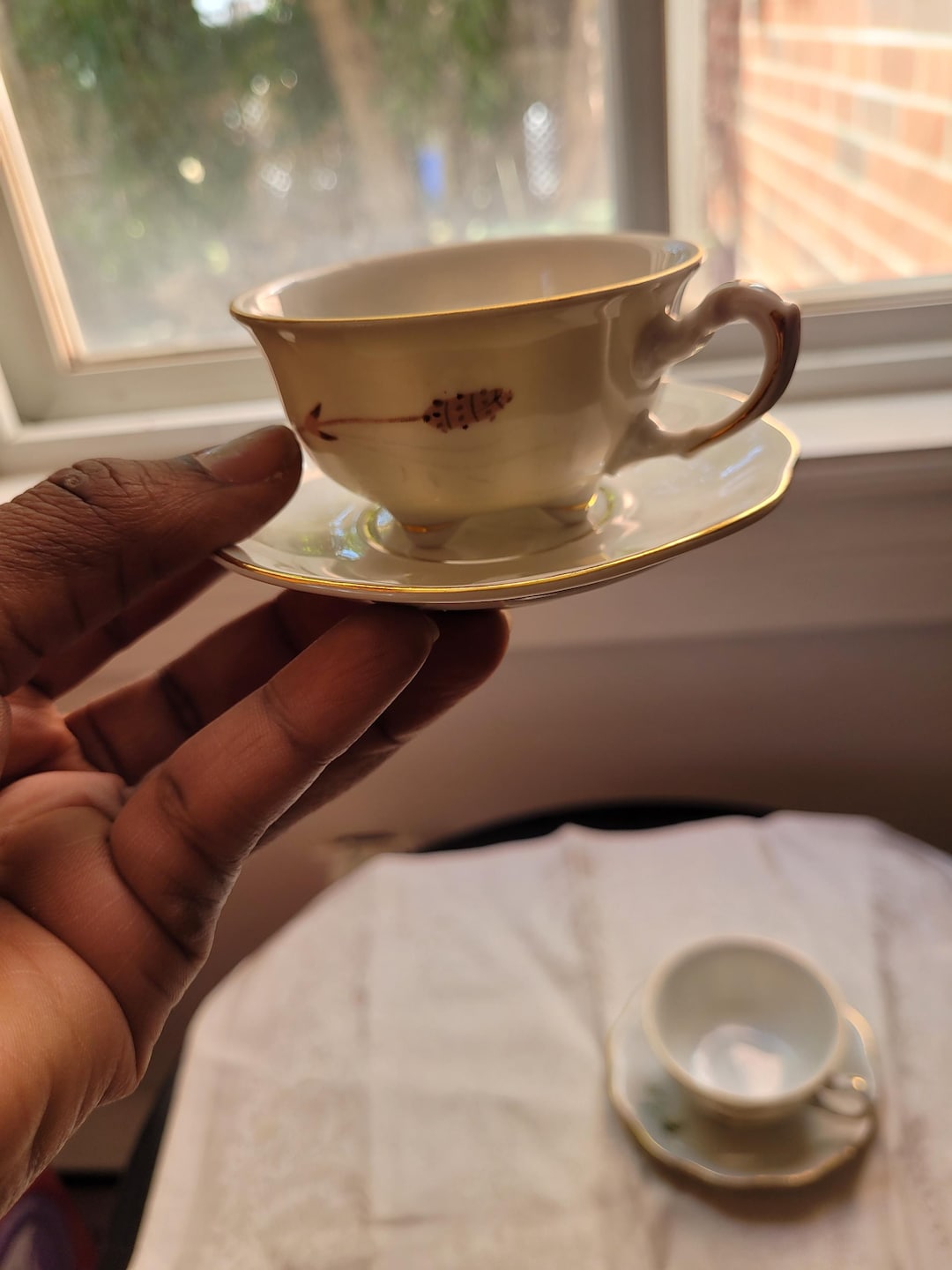 Set of 2 Vintage Cups and Saucers – Karolina Poland Porcelain – Golden ...