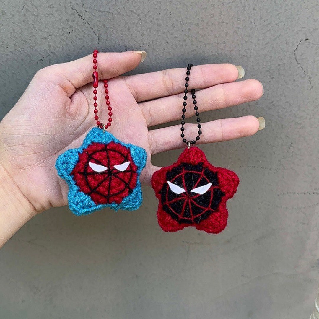 Spider Man Star Keychain, Spider Man Keychain Made of Wool, Marvel ...