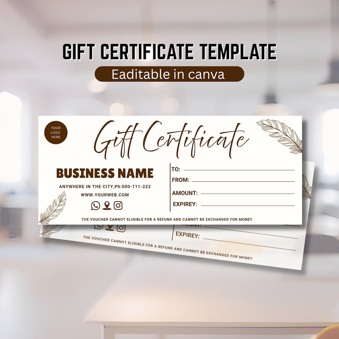 Boho Gift Certificate Template, DIY Printable Gift Voucher Certificate ...