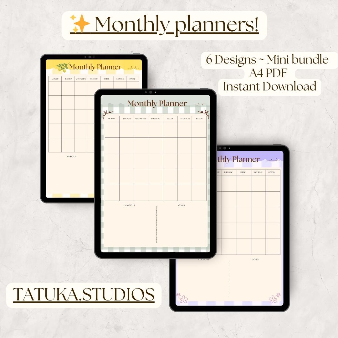 Cute & Aesthetic Digital Monthly Planner | Coquette Planner| 6 Design ...