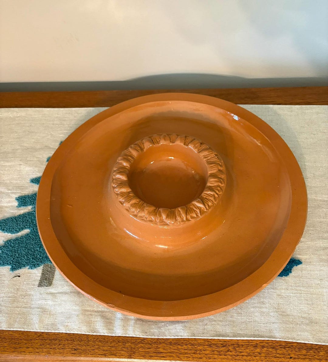 Vintage Terra Cotta Chip and Dip Serving Platter I Rustic Pottery I ...