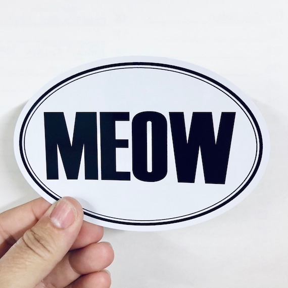 Meow Oval Bumper Sticker | Etsy