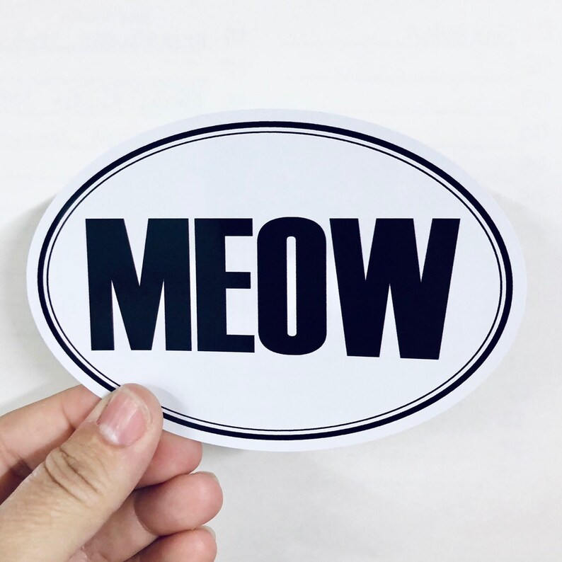 Meow Oval Bumper Sticker | Etsy