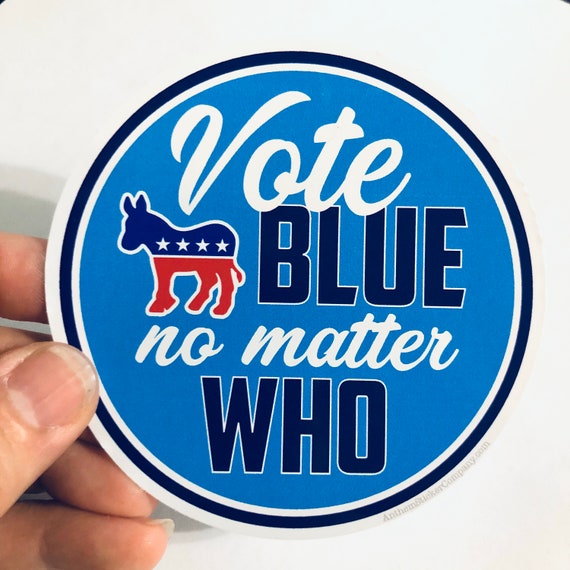 Vote blue no matter who round vinyl sticker | Etsy