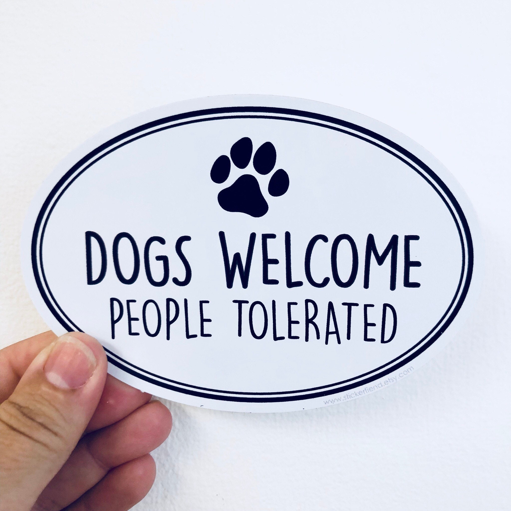 dogs welcome vinyl sticker | Etsy