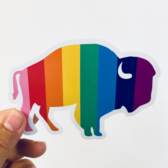 Rainbow Buffalo Vinyl Sticker | Etsy