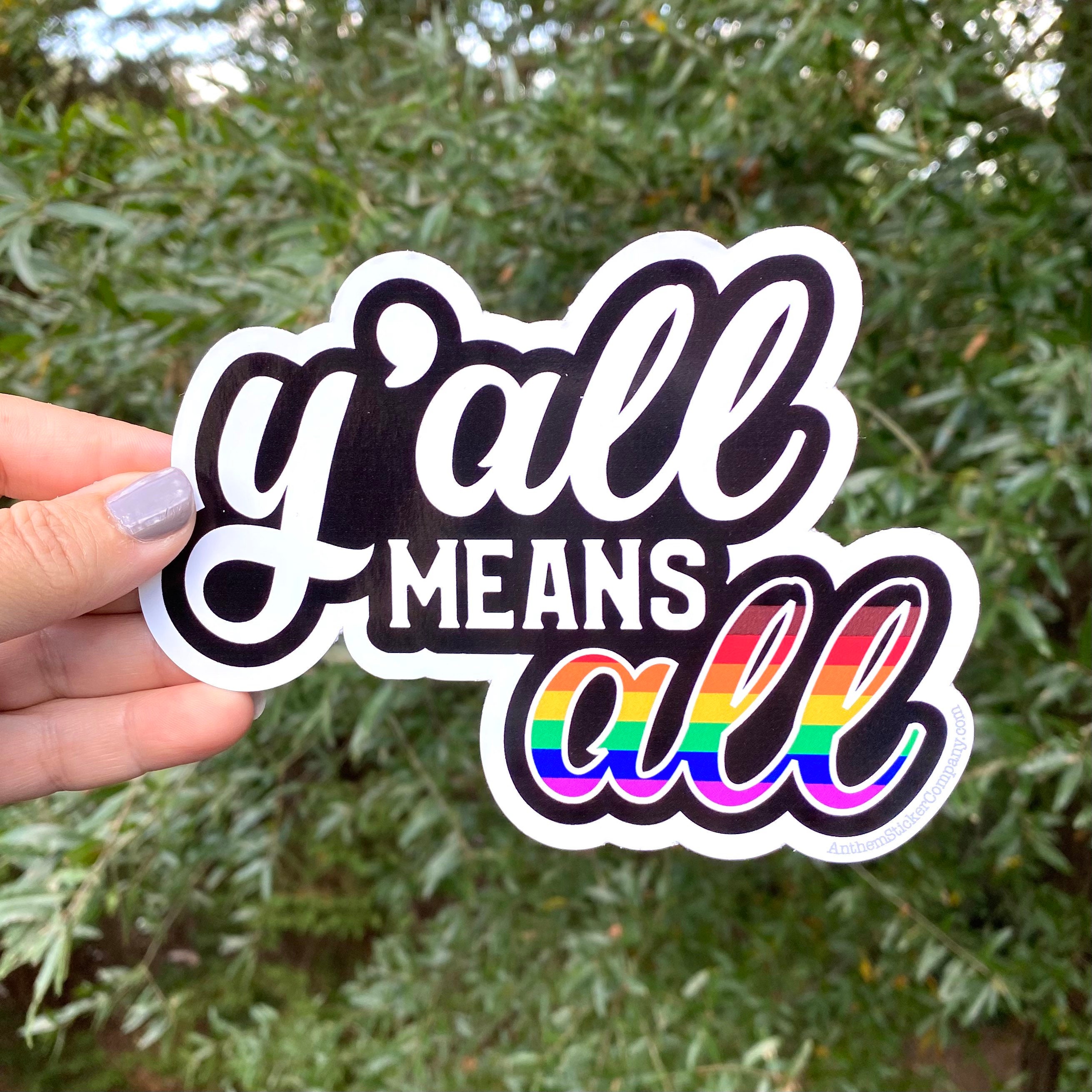 LARGE 6 Wide Yall Means All Script Vinyl Sticker | Etsy