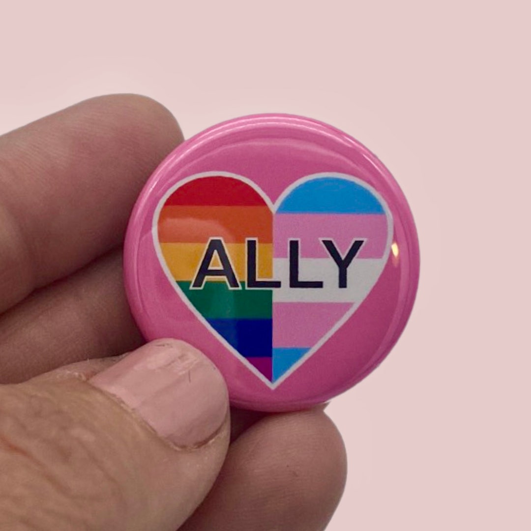 Pink Ally Heart Pinback Button - Etsy