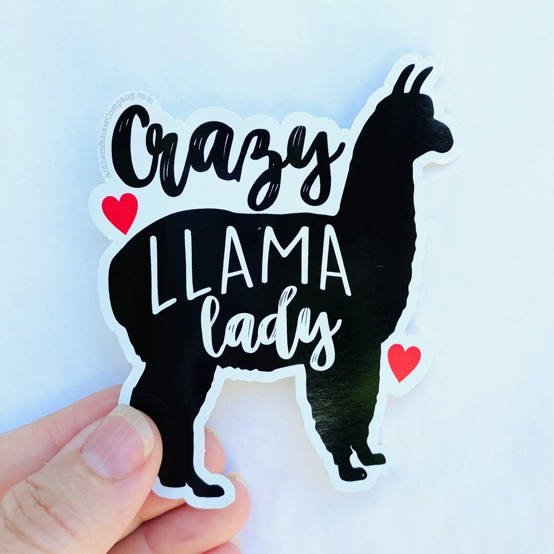 Crazy Llama Lady Vinyl Sticker - Etsy