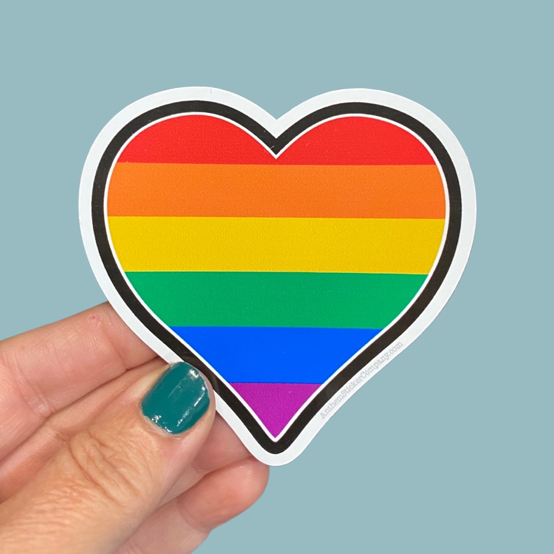 Rainbow Heart Vinyl Sticker - Etsy