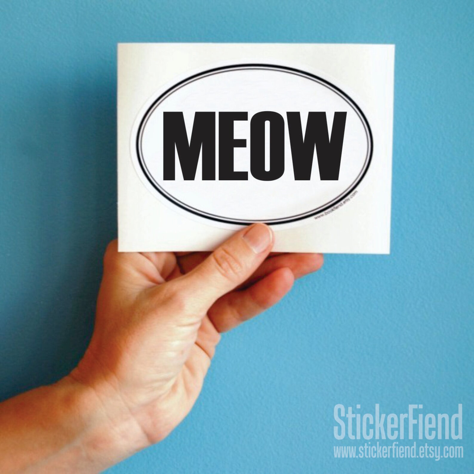 Meow Oval Bumper Sticker | Etsy