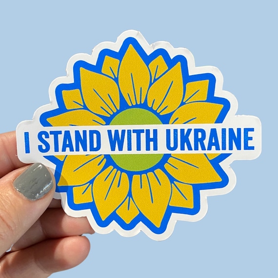 Weatherproof Vinyl Sticker I Stand With Ukraine Flag Paper Stickers ...