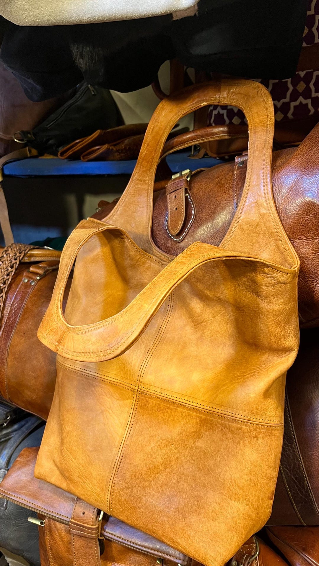 Handmade Moroccan Leather Bag – Genuine Calf Leather, Traditional ...