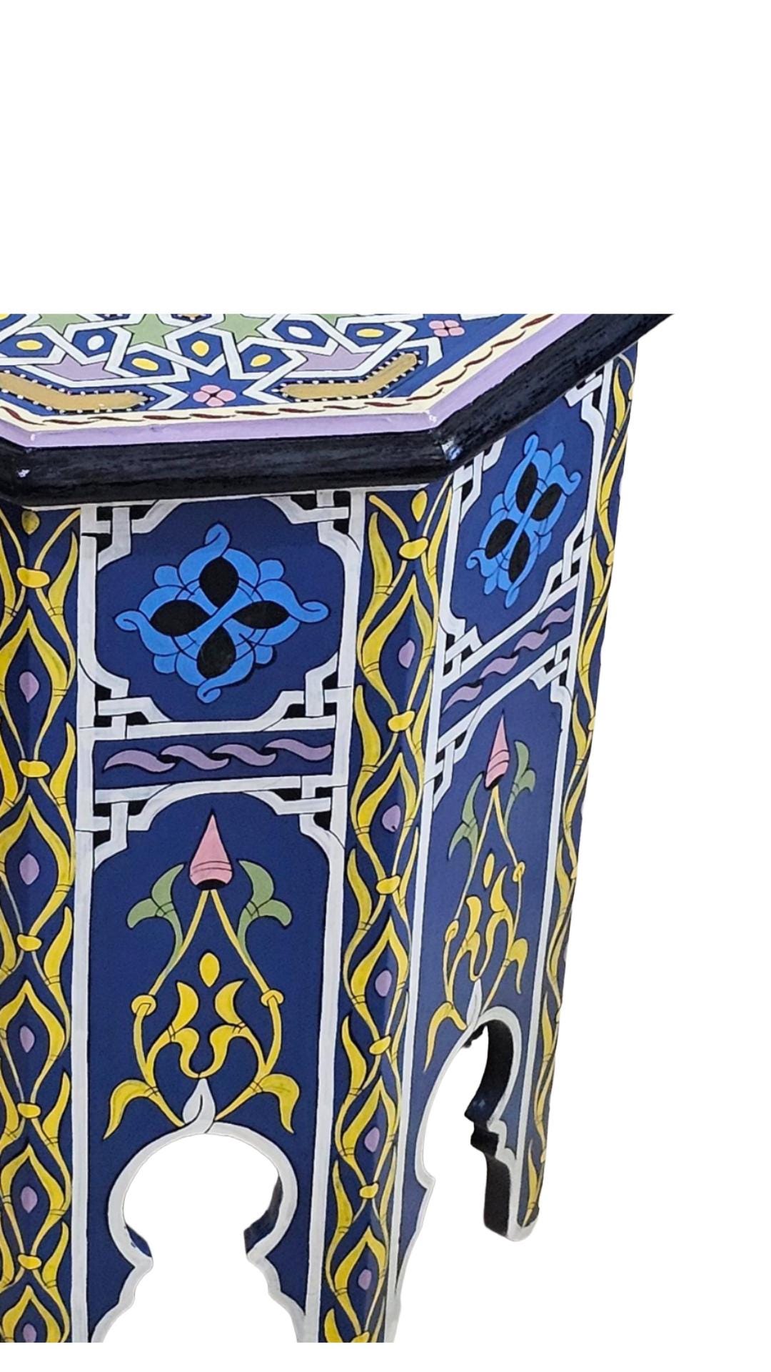 Hand-painted Moroccan Side Table, Oriental Accent Table, Solid Wood ...