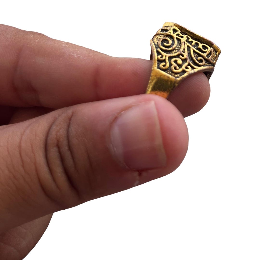 Bronze Crown Signet Ring: Black Enamel Royal Vintage Style - Etsy
