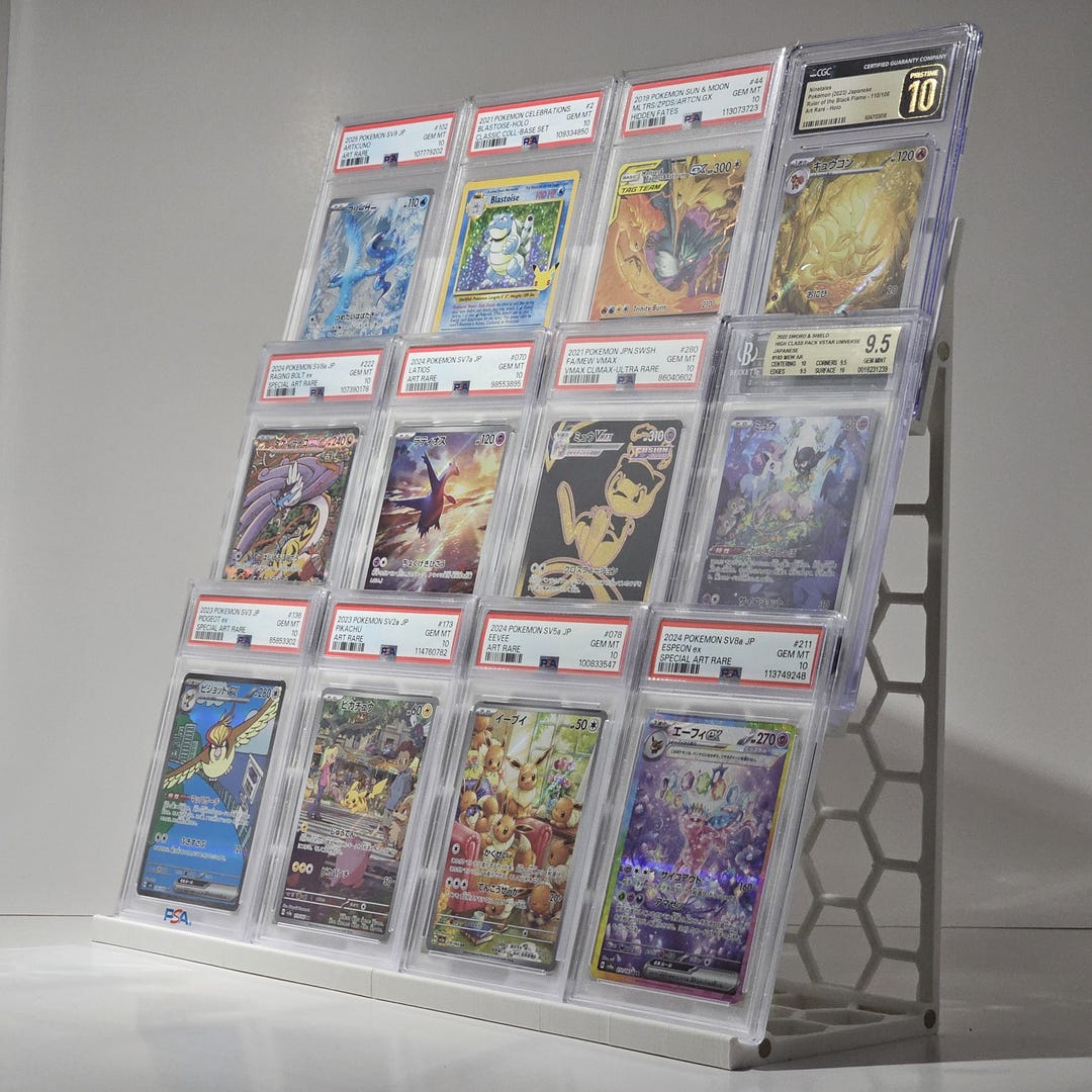 Graded Card Display Tower – Magnetic Expandable Stand for PSA, BGS, CGC ...