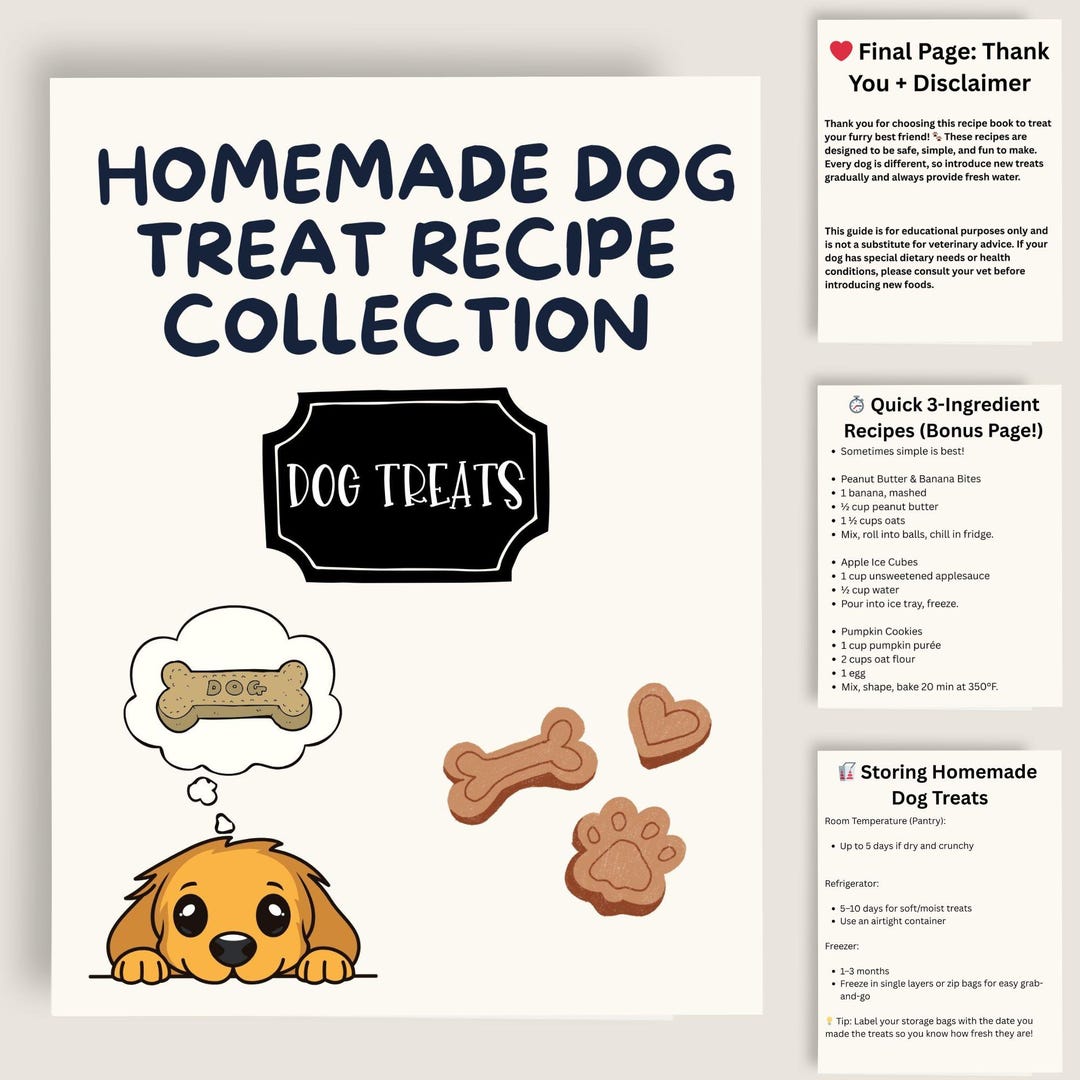 Homemade Dog Treat Recipe Book | Printable Dog Recipes & Food Ideas ...