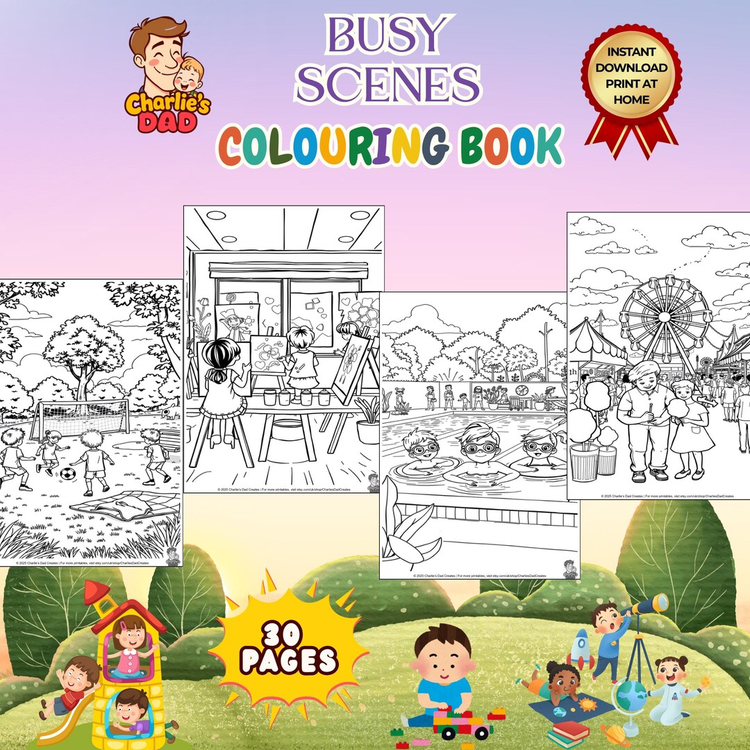 Busy Scenes Colouring Pages | Kids Printable PDF | 30 Fun Colouring ...