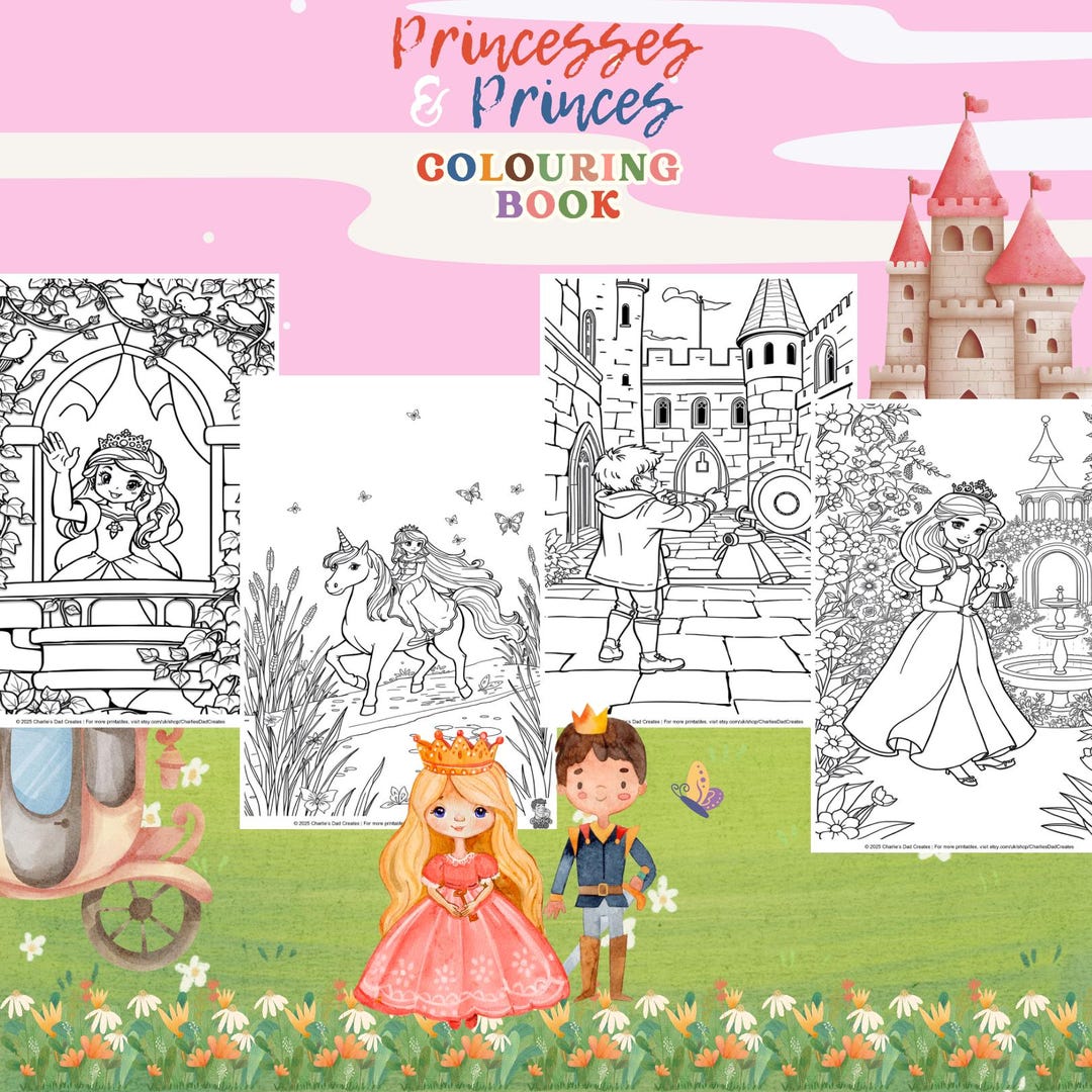 Kids Colouring Pages | Princesses and Princes | 30 A4 Printable ...