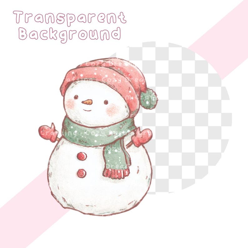 10 Cute Snowman Clipart PNG, Kawaii Christmas Clip Art Bundle, Festive ...