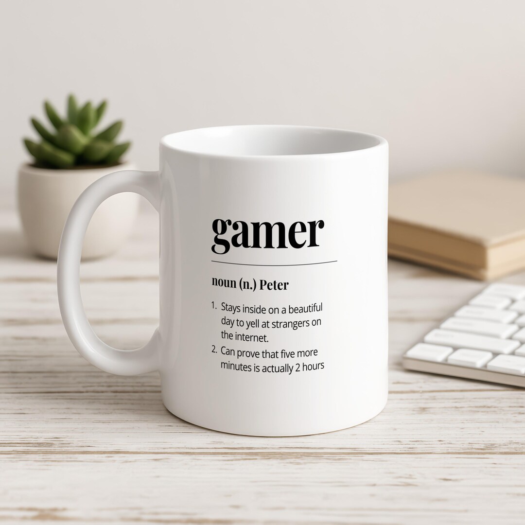 Personalised Gamer Mug - Funny Definition Coffee Cup - Custom Name ...