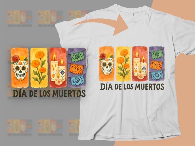 Dia De Los Muertos Digital, T-shirt Design PNG, Sugar Skull, Marigold ...