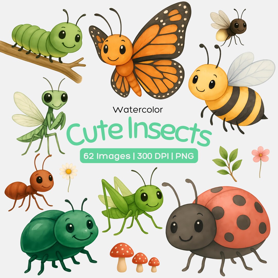 Watercolor Insect Clipart | Bug Illustrations, Commercial Use (PNG ...