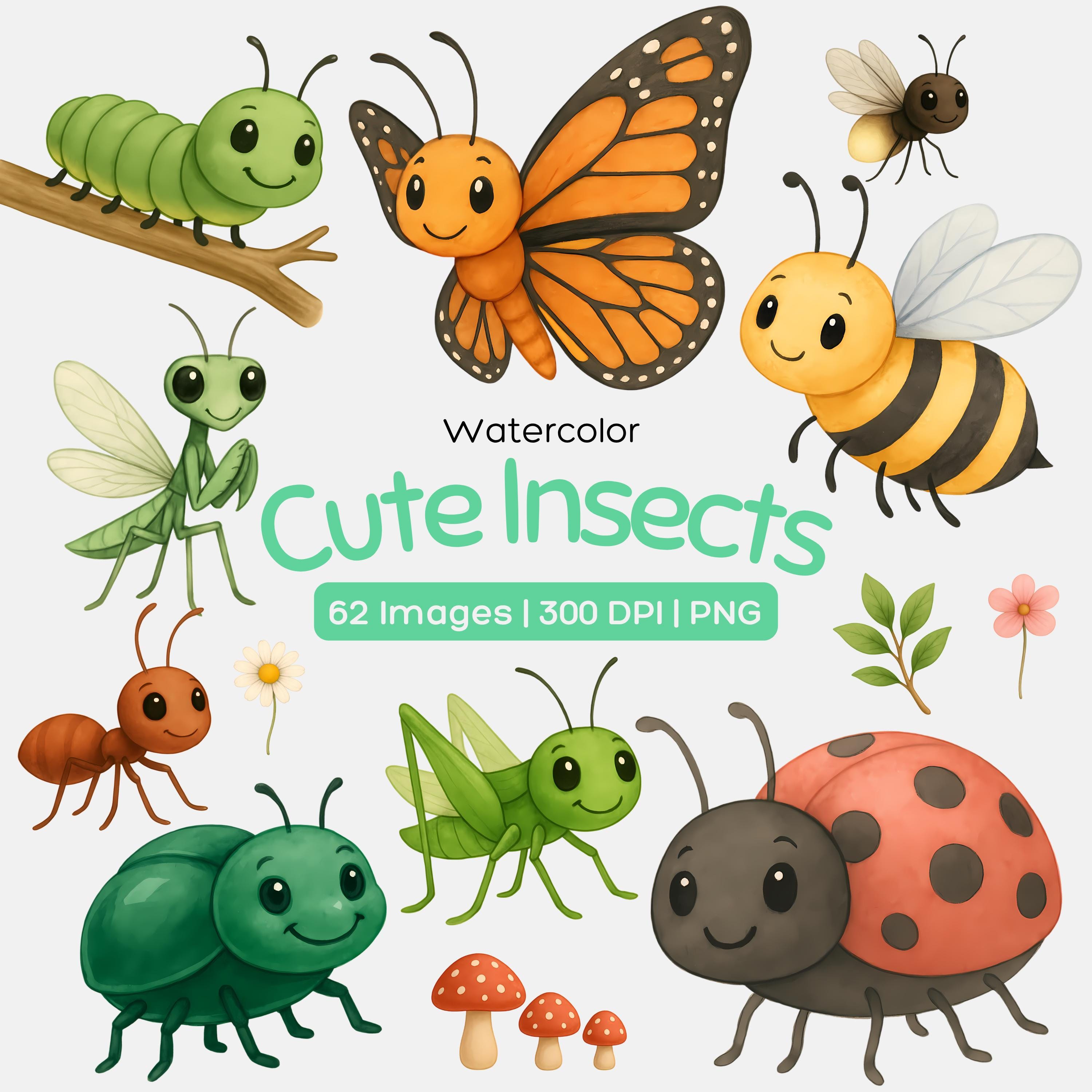 Watercolor Insect Clipart | Bug Illustrations, Commercial Use (PNG ...