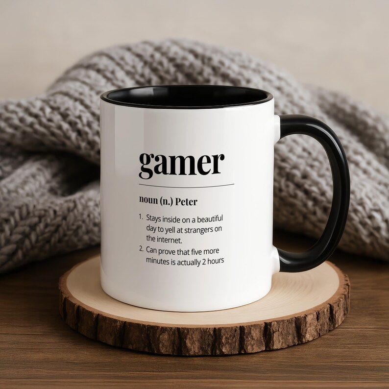 Personalised Gamer Mug - Funny Definition Coffee Cup - Custom Name ...