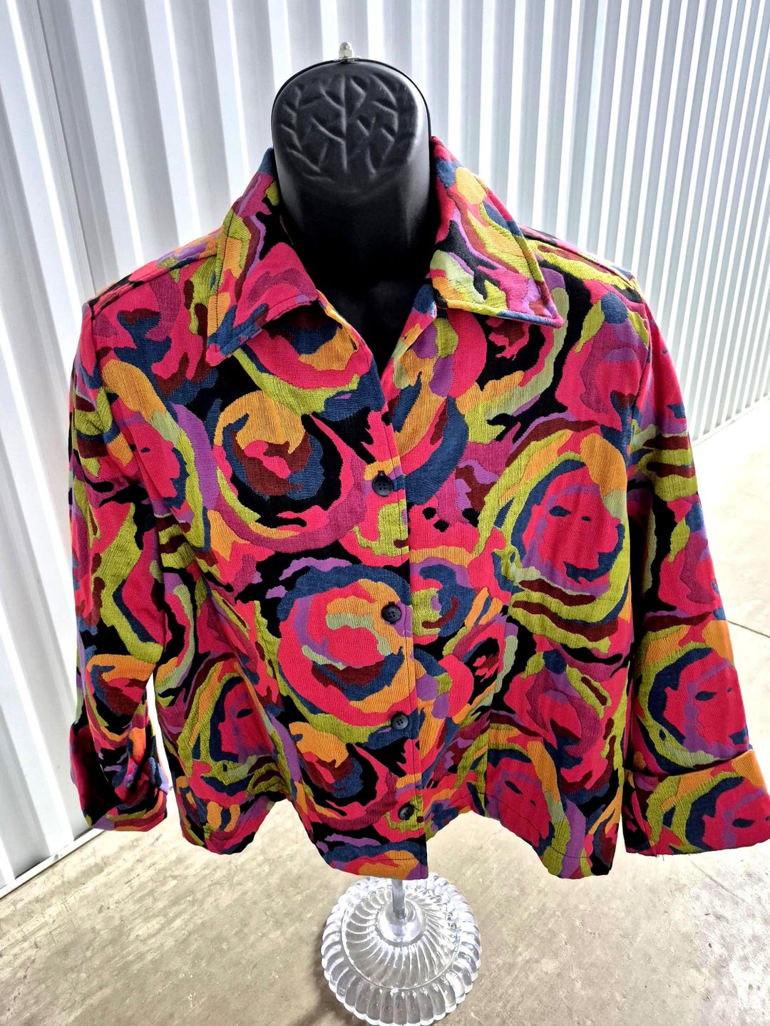 Whimsical Shirtjacket, Vintage Bleyle, Mod Damask Cotton/poly Med ...