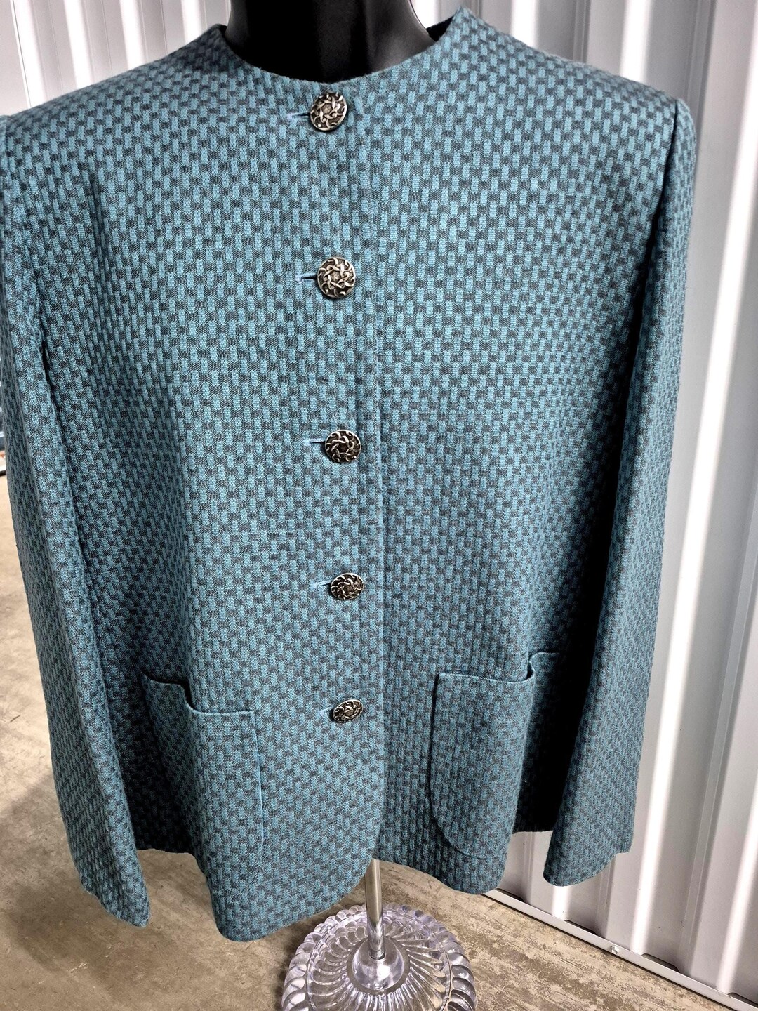 Vintage Teal, Dove Gray Women's Size 10 Woven Cropped Classic Bleyle ...