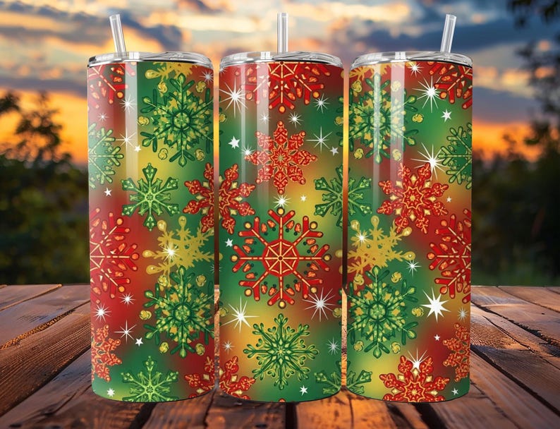Christmas Tumbler Wrap: Festive Holiday 20oz Skinny Tumbler Design (PNG ...