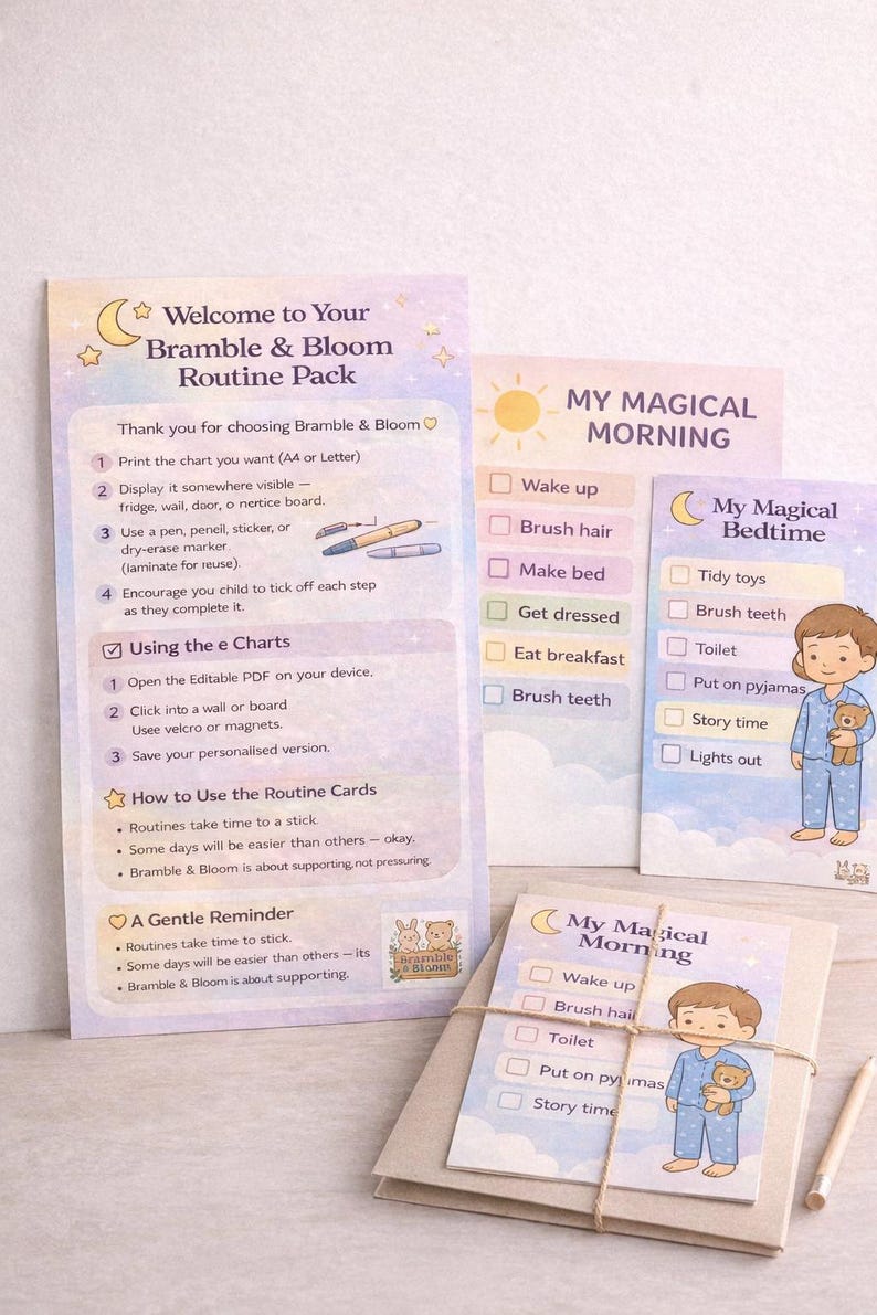 Morning & Bedtime Routine Charts for Kids – Visual Routine Pack With ...