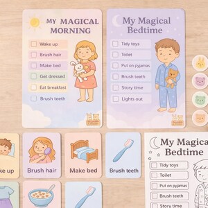 Morning & Bedtime Routine Charts for Kids – Visual Routine Pack With ...