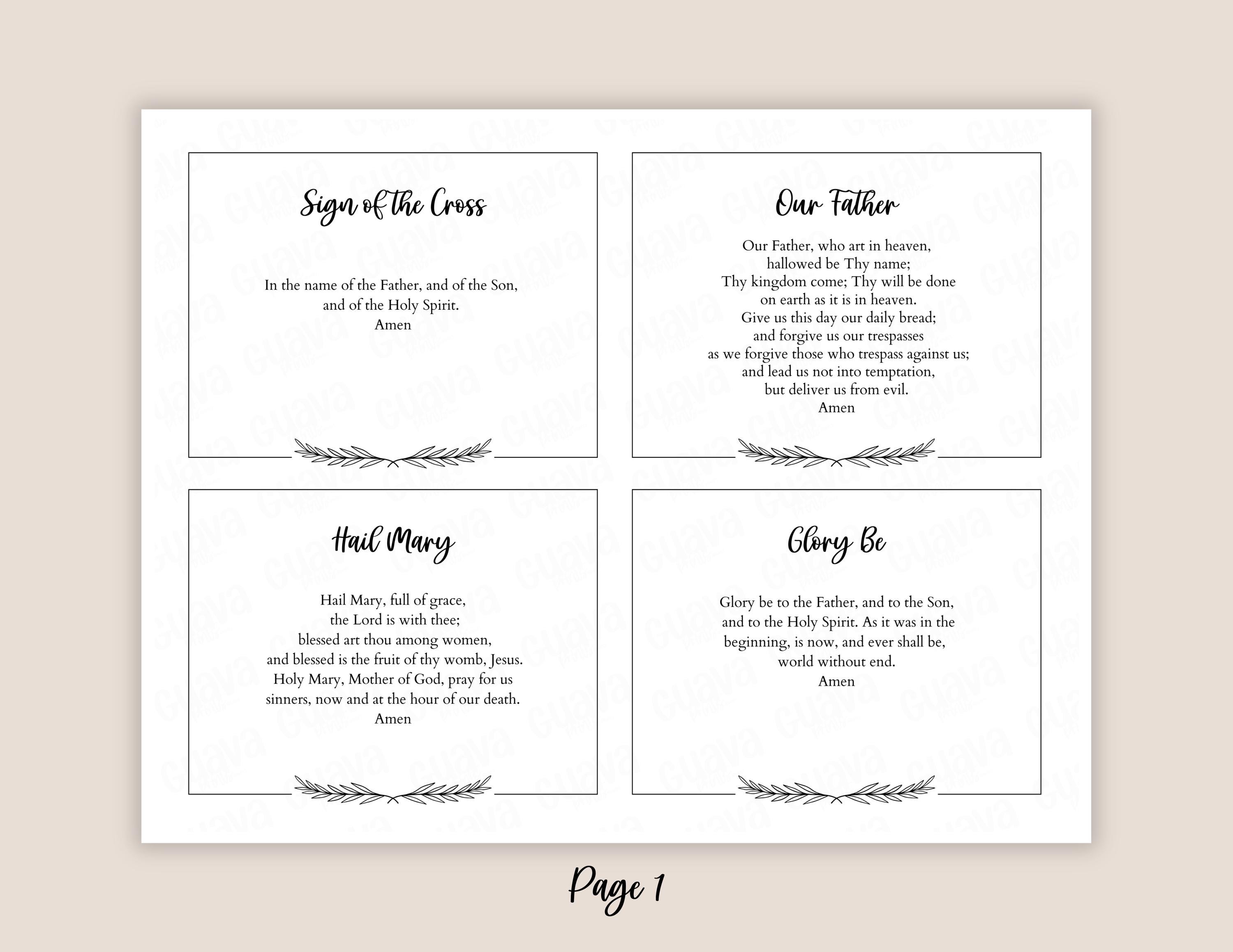 Catholic Prayer Cards Printable Set, 13 Core Prayers PDF, Printable ...