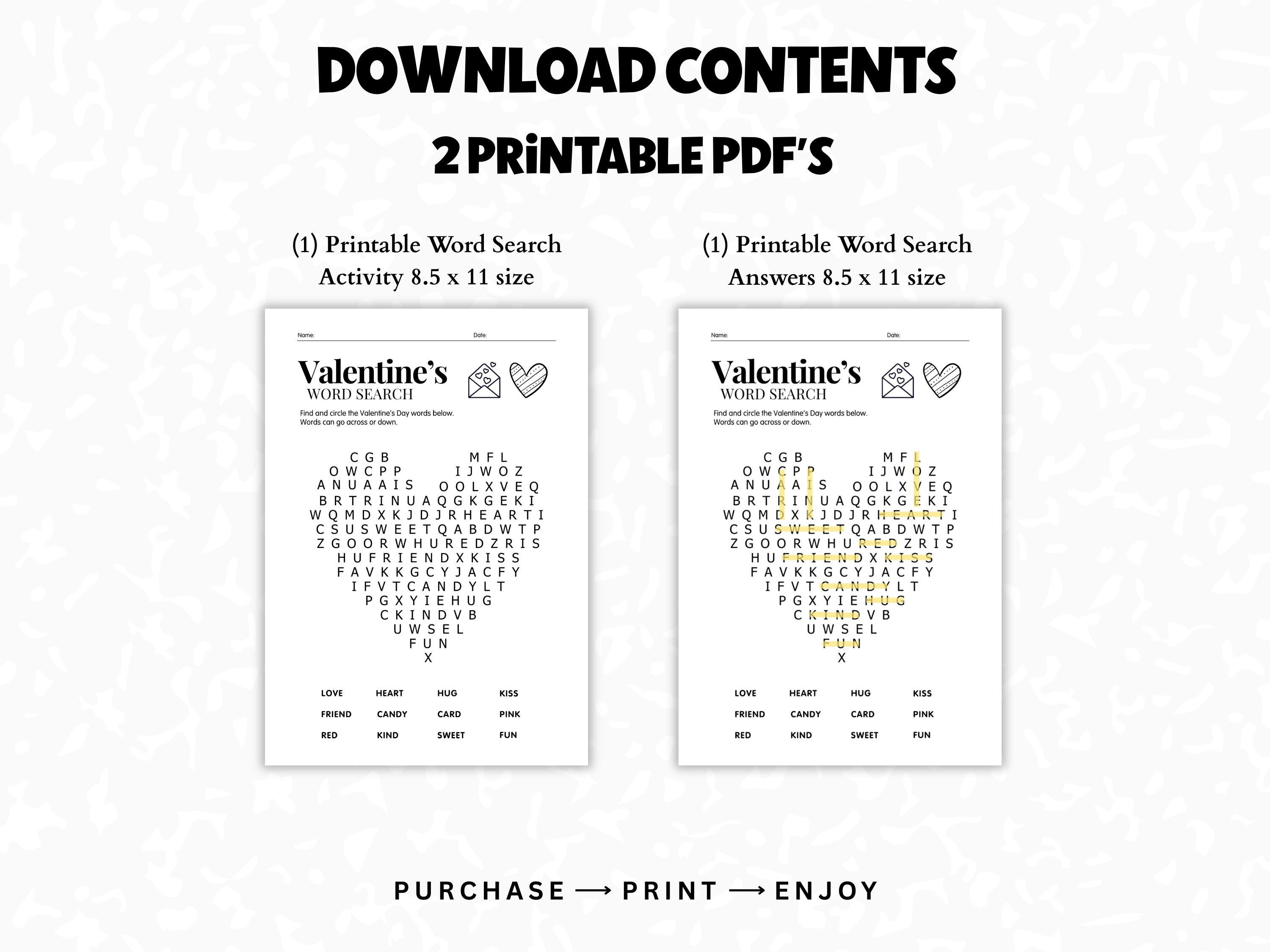 Valentine’s Day Word Search | Printable Valentine Worksheet for Kids ...