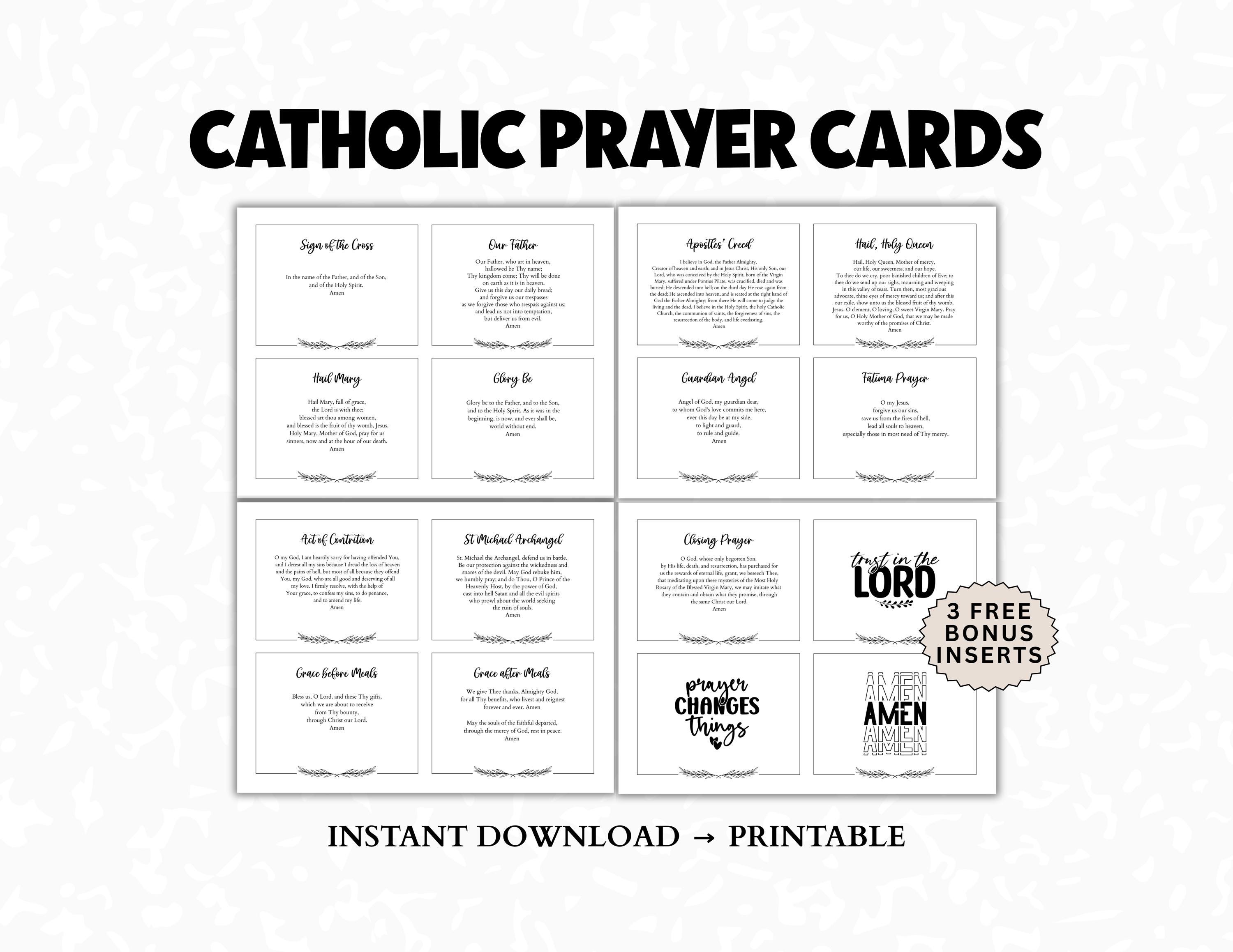 Catholic Prayer Cards Printable Set, 13 Core Prayers PDF, Printable ...