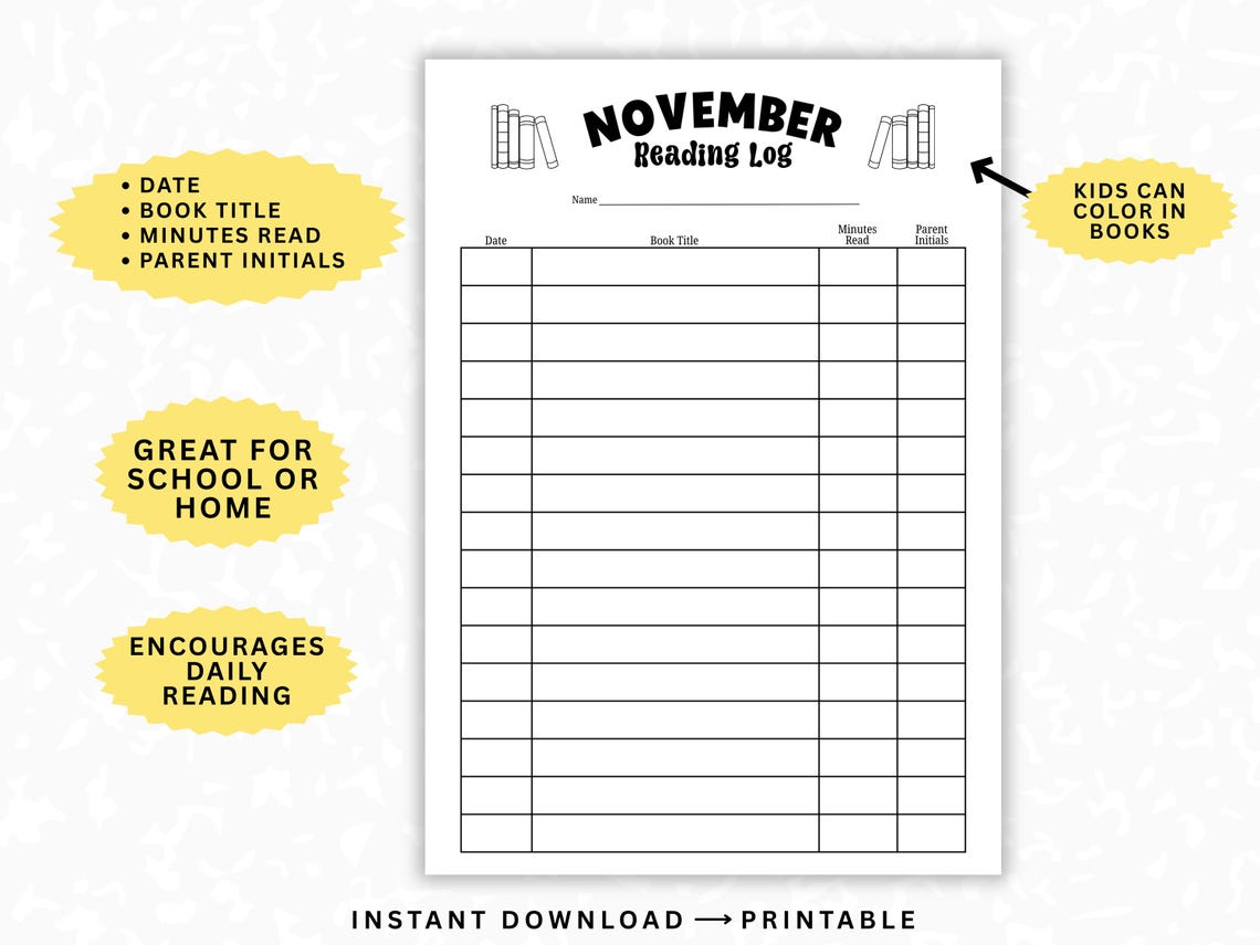 Printable Reading Log Bundle Jan–dec, Kids Monthly Reading Tracker ...
