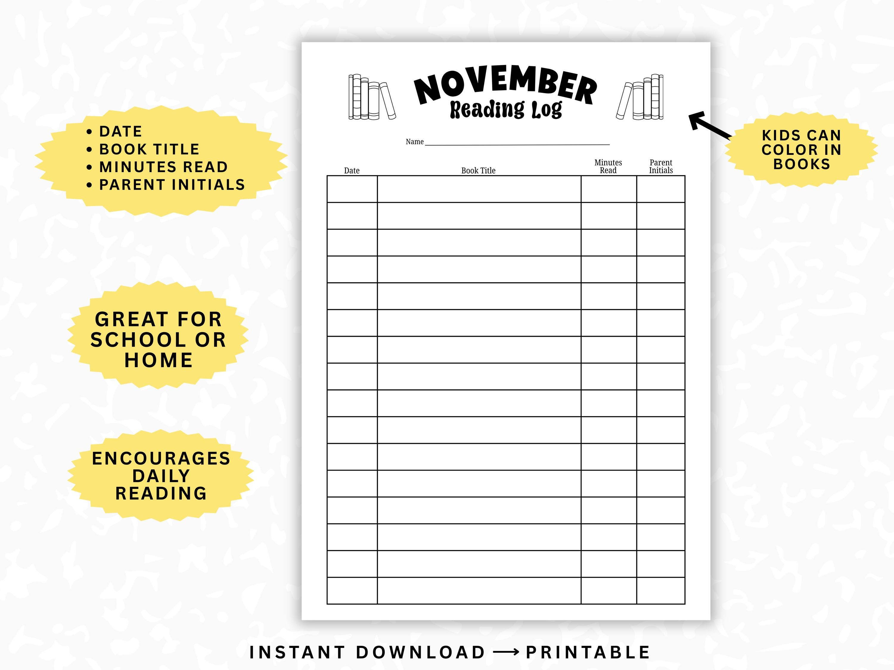 Printable Reading Log Bundle Jan–dec, Kids Monthly Reading Tracker ...