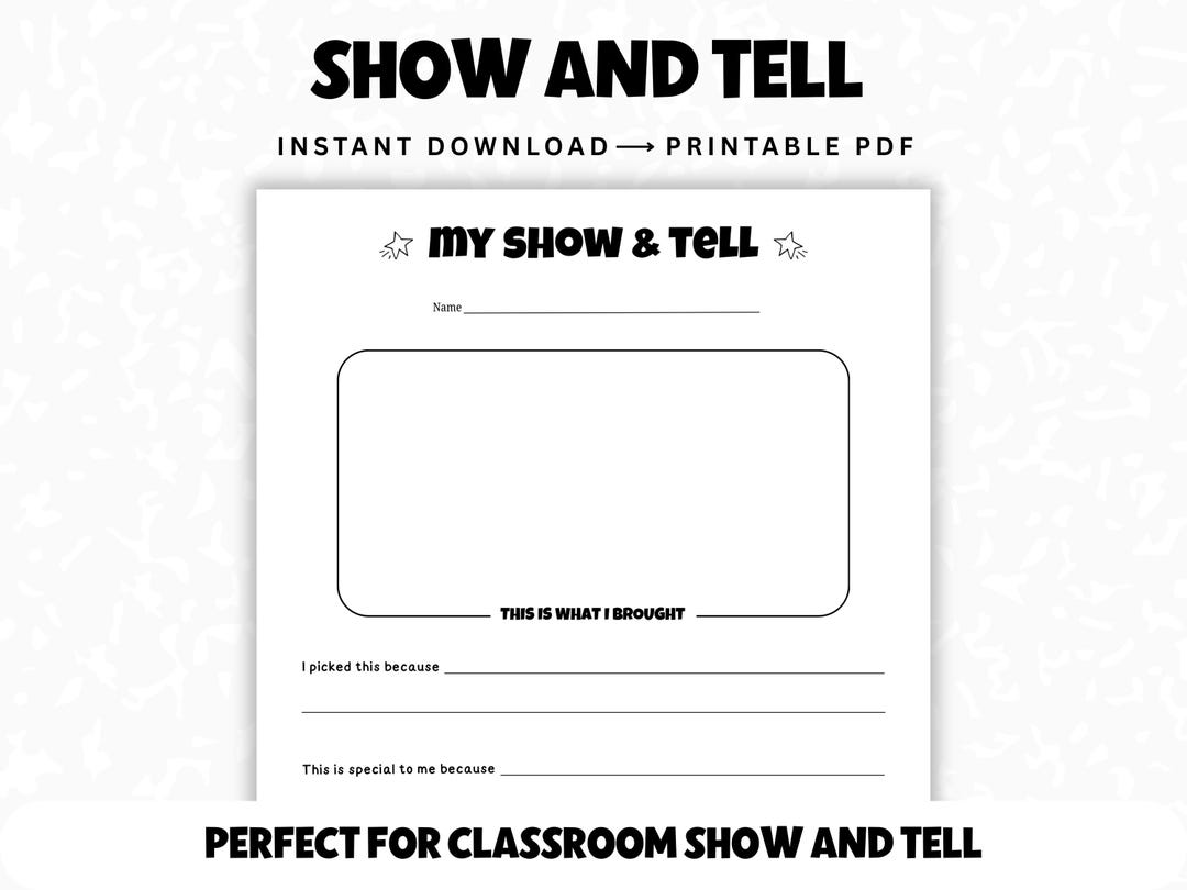 Printable Show & Tell Worksheet for Kids, School Classroom Activity ...