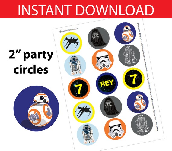 Star Wars Toppers DIY Printable - INSTANT DOWNLOAD - Retro Star Wars ...