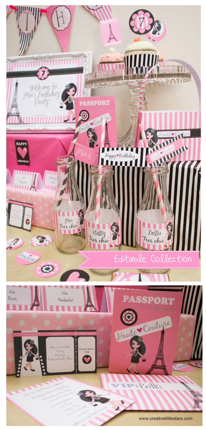 Paris Party DIY Printable Kit INSTANT DOWNLOAD | Etsy
