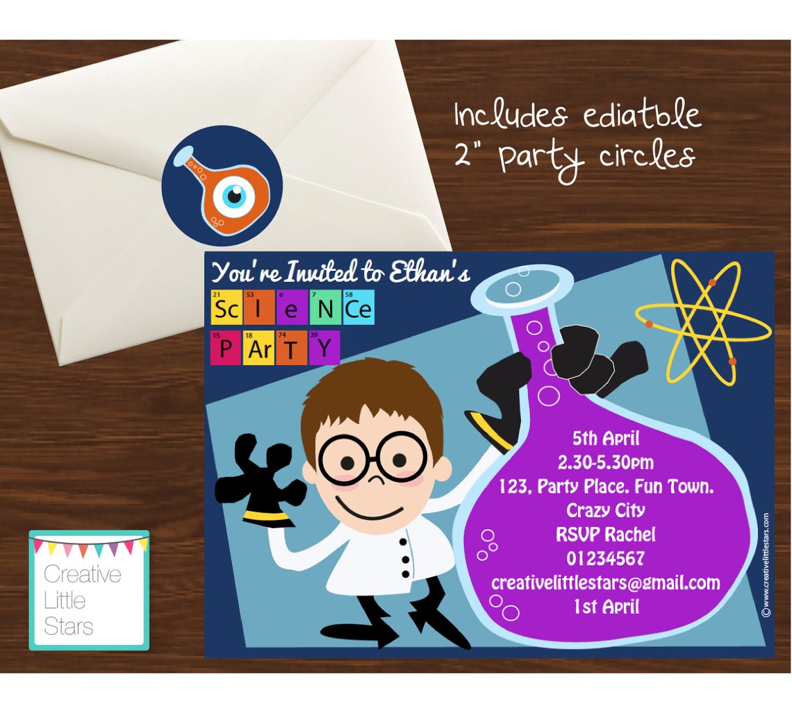 Science Invitation DIY Printable INSTANT DOWNLOAD Boy | Etsy