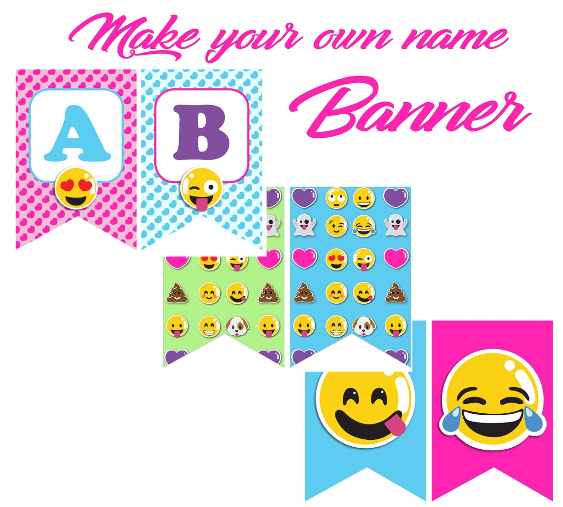 Emoji Party Decorations INSTANT DOWNLOAD Girls Party - Etsy