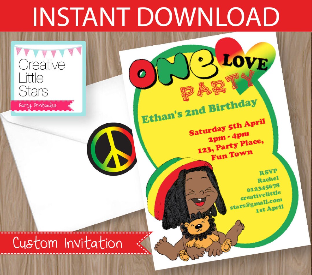Reggae, One Love Invitation Editable Instant Download 5x7 Invite and ...