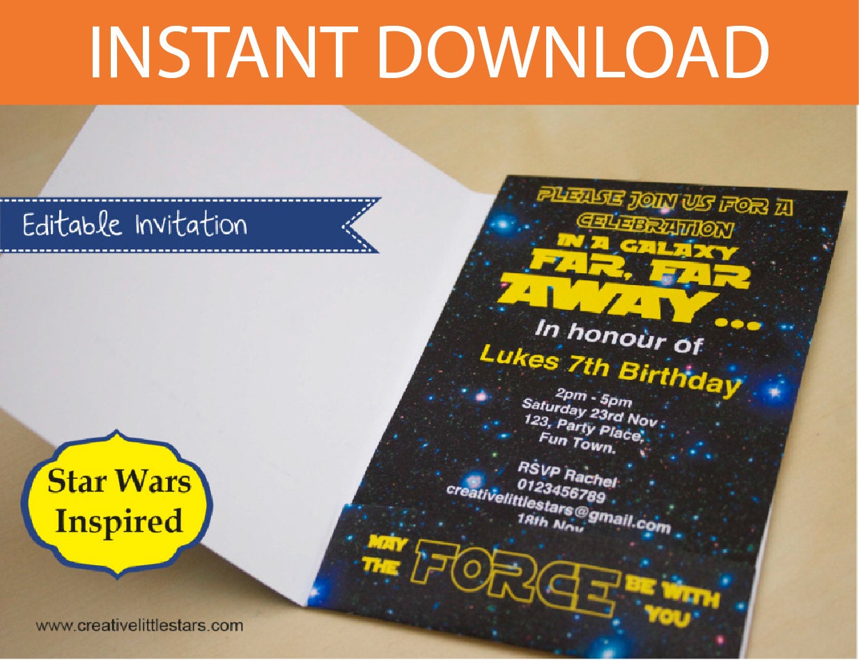 Star Wars Party Invitation Instant Download - Etsy