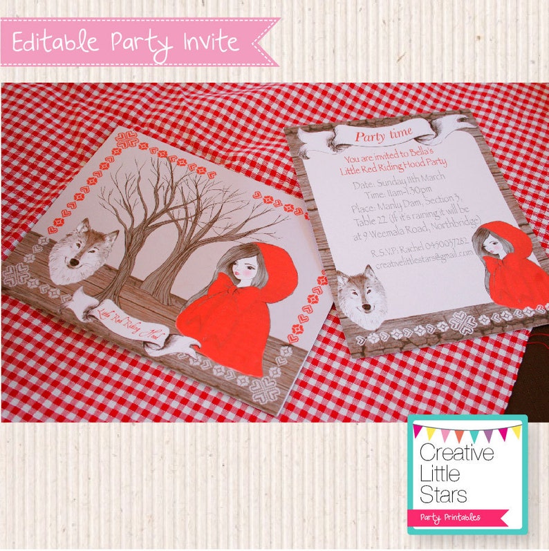Little Red Riding Hood Invitation DIY Printable INSTANT | Etsy