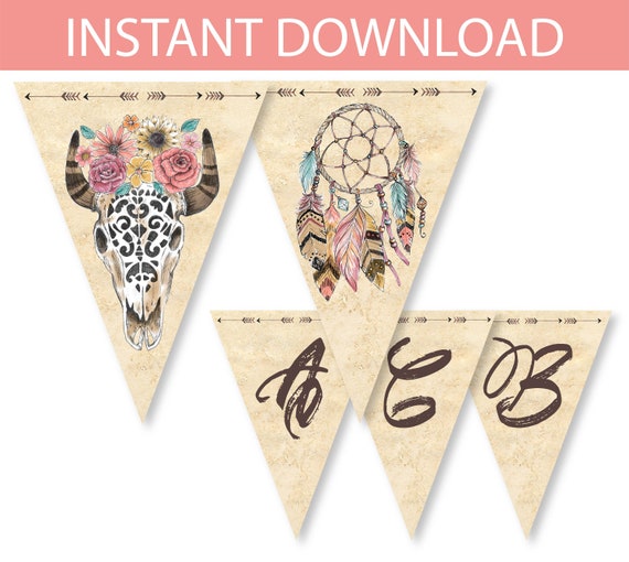 Boho Banner DIY Printable Kit - INSTANT DOWNLOAD by ...